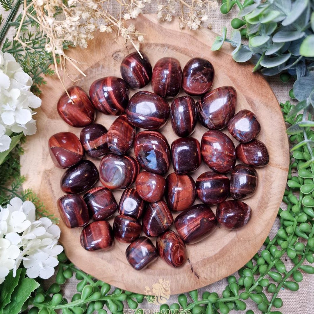 Red Tiger's Eye Tumbled Stone, Crystal Gemstone Polished Natural High ...