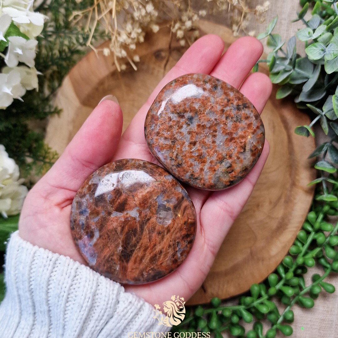 Imperial Red Granite Palm Stone | Hand Stone Big Tumbled Large Gemstone ...