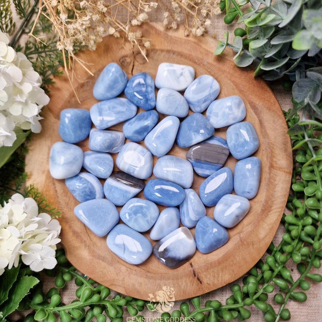 Blue Owyhee Opal Tumbled Stone, Crystal Gemstone Polished Natural High ...
