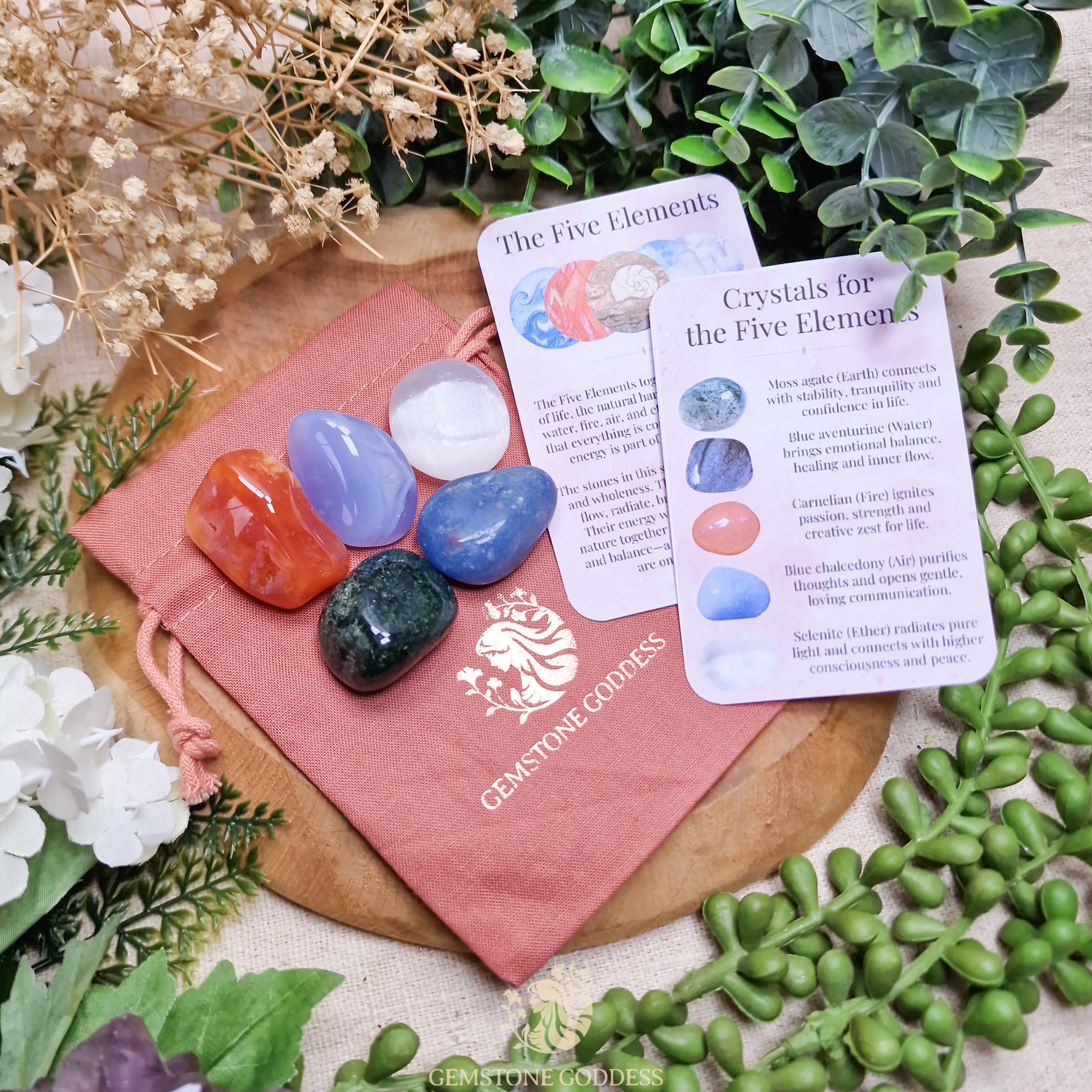 The Five Elements Crystals Crystal Set Kit Tumbled Stone Gemstone Rock ...