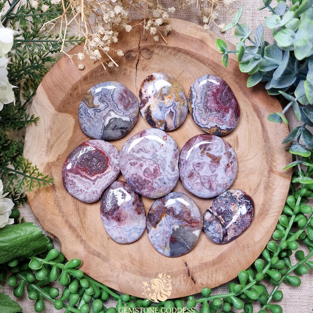 Laguna Lace Agate Pocket Stone | Palm Hand Gemstone Crystal Rock ...