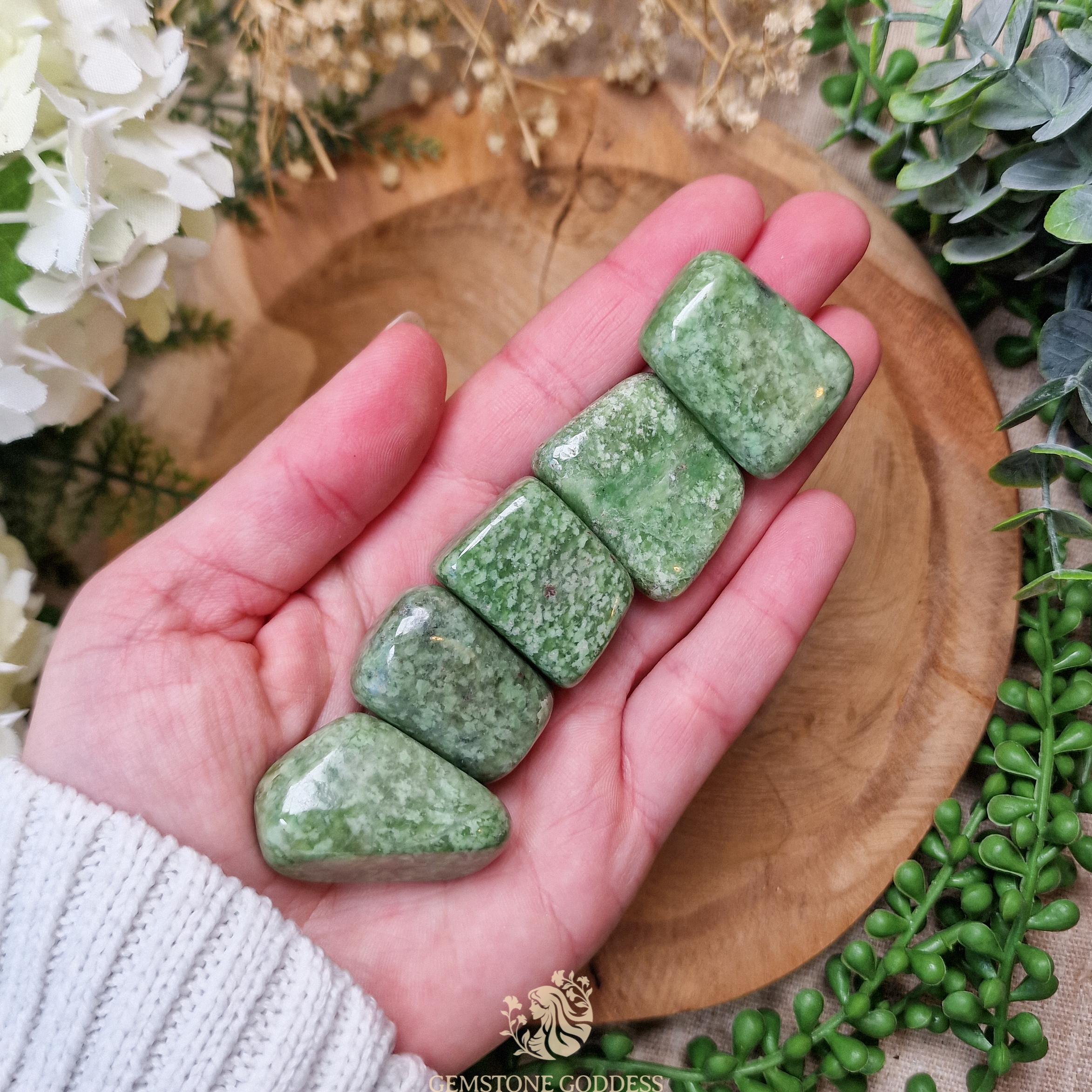 Hydrogrossular Tumbled Stone, Crystal Gemstone Polished Natural High ...