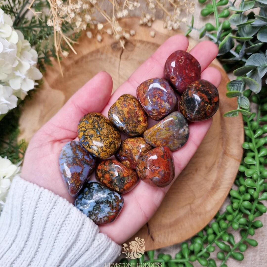 Plume Agate Tumbled Stone, Crystal Gemstone Polished Natural High ...