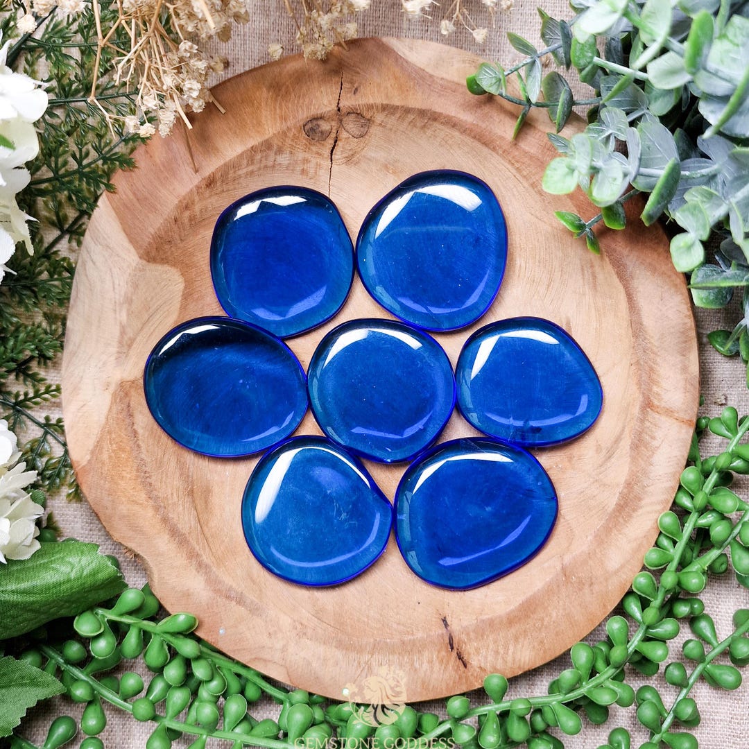 Dark Blue Andara Obsidian Pocket Stone | Palm Hand Gemstone Crystal ...