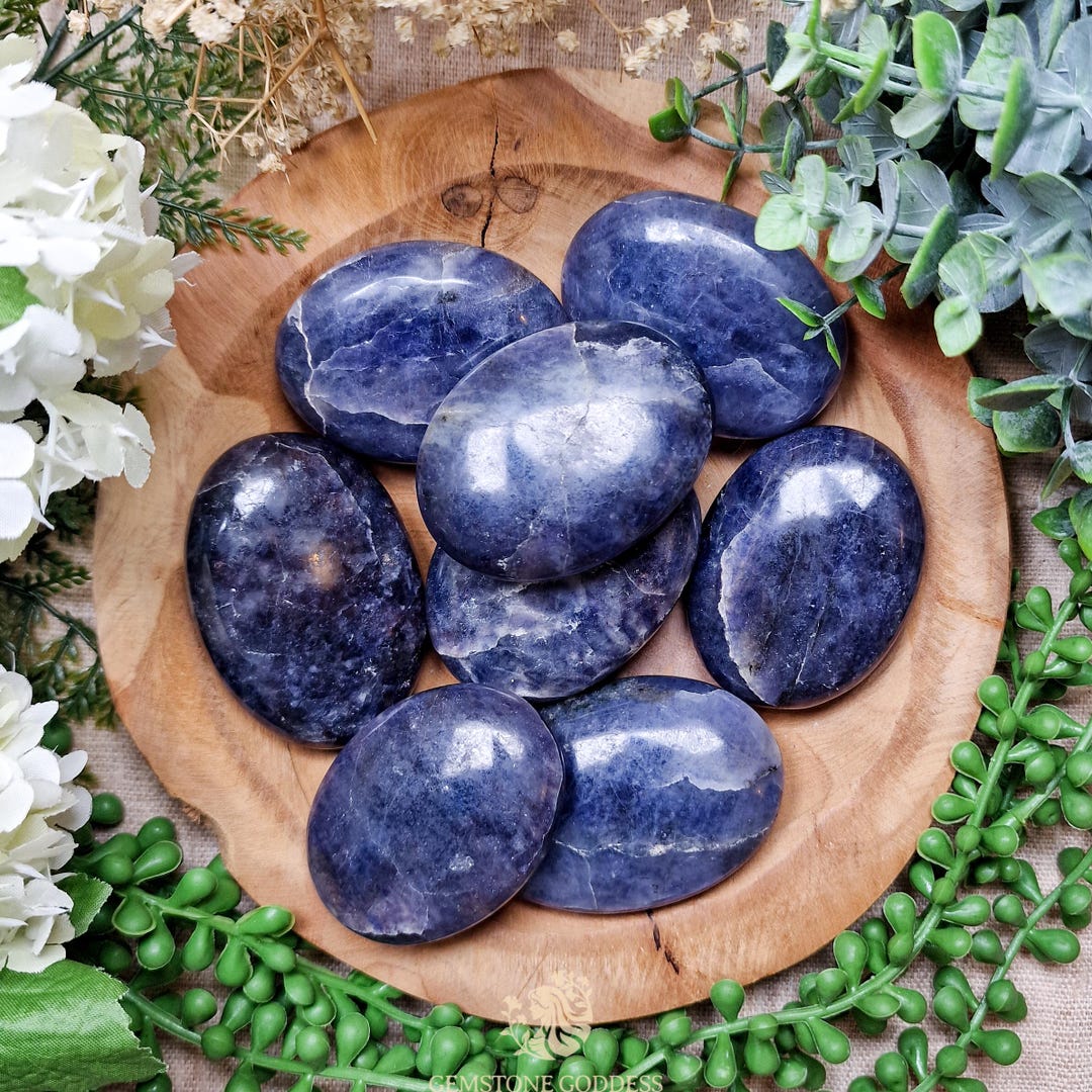 Iolite Palm Stone Hand Stone | Big Tumbled Large Gemstone Crystal Rock ...