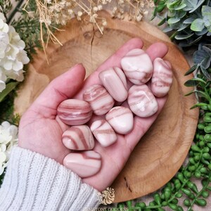 Pink Banded Calcite Tumbled Stone, Crystal Gemstone Polished Natural ...