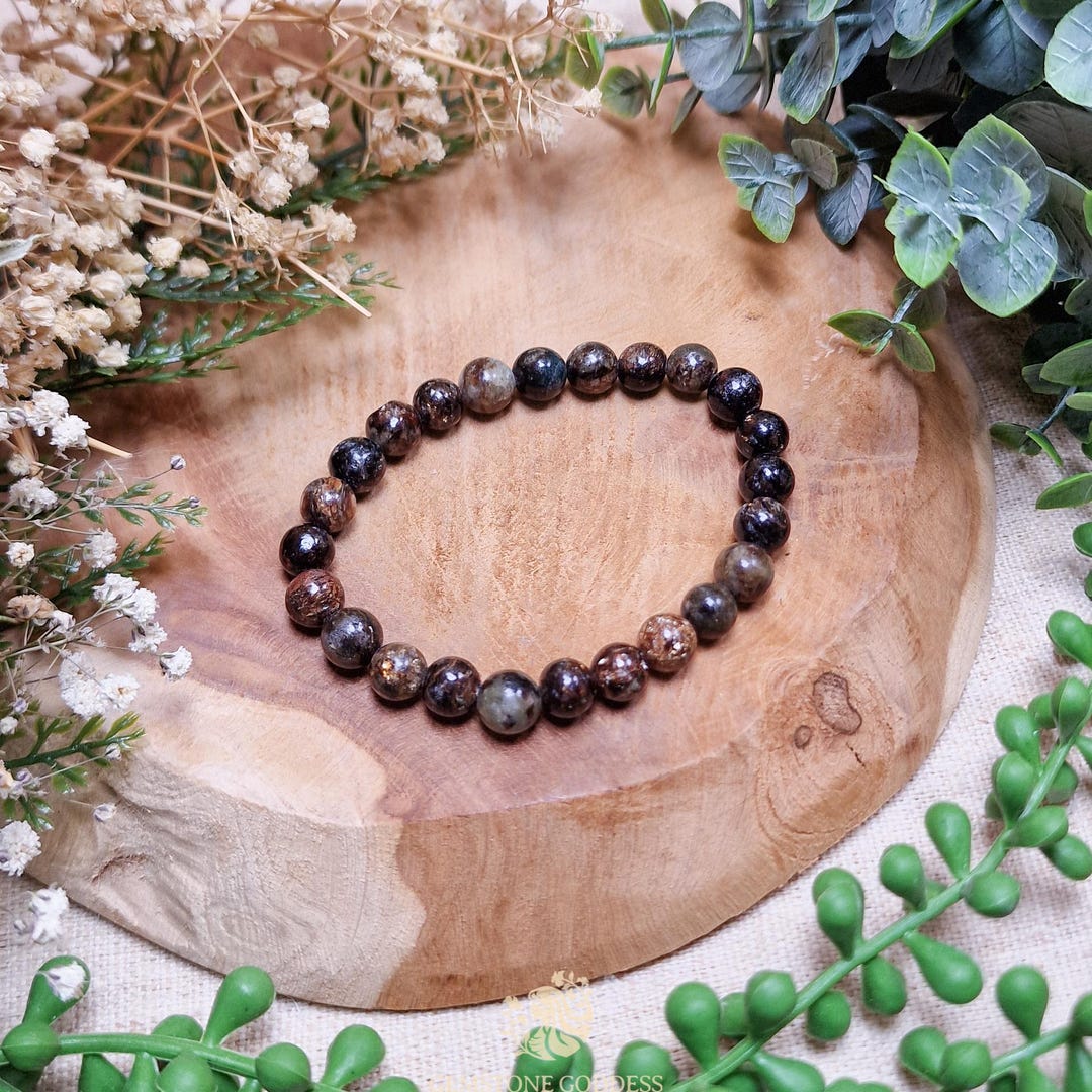 Biotite Bracelet 8mm Shadow Work Protection Grounding Clarity Third Eye ...