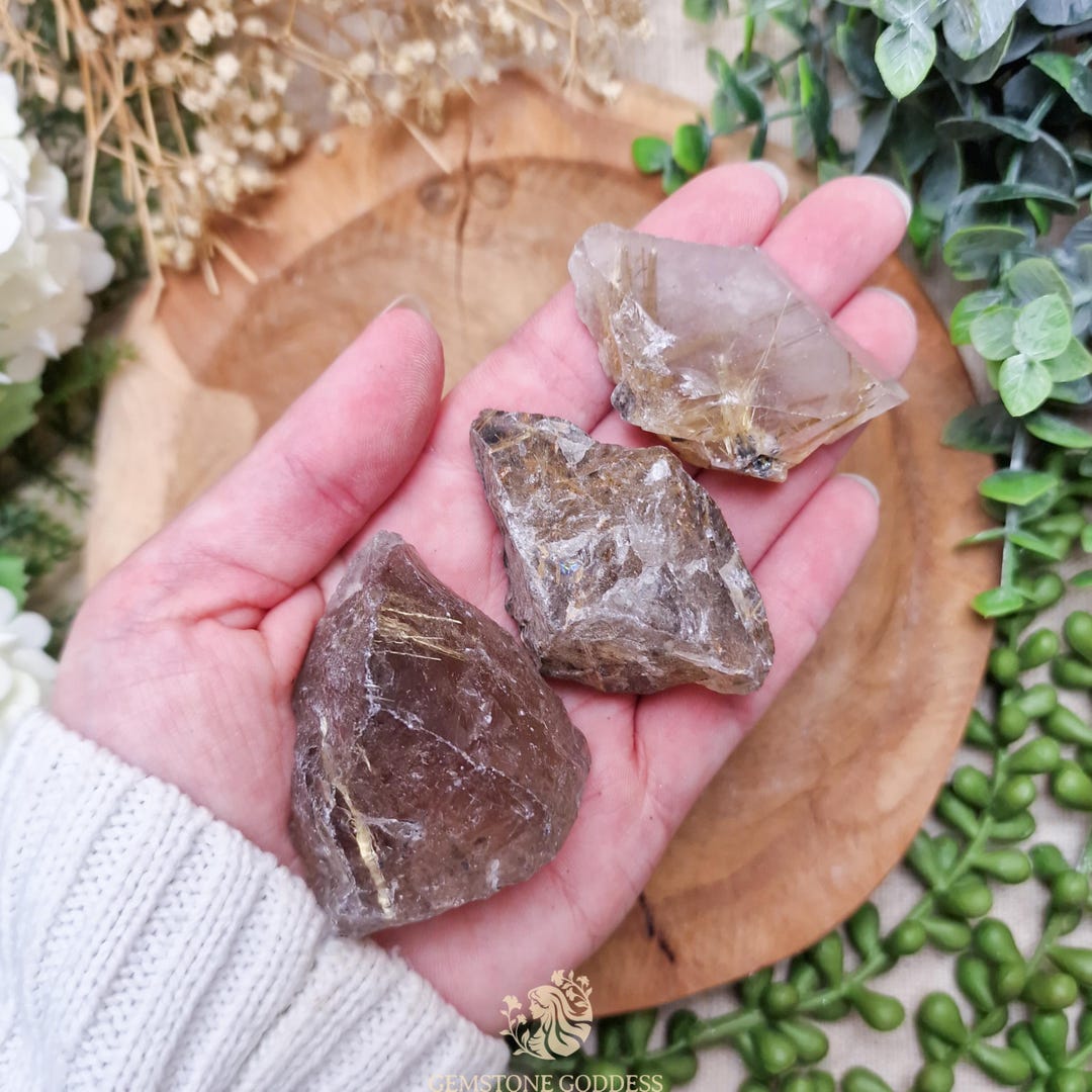 Raw Rutilated Quartz Rough Rock | Gemstone Natural Crystal High Quality ...