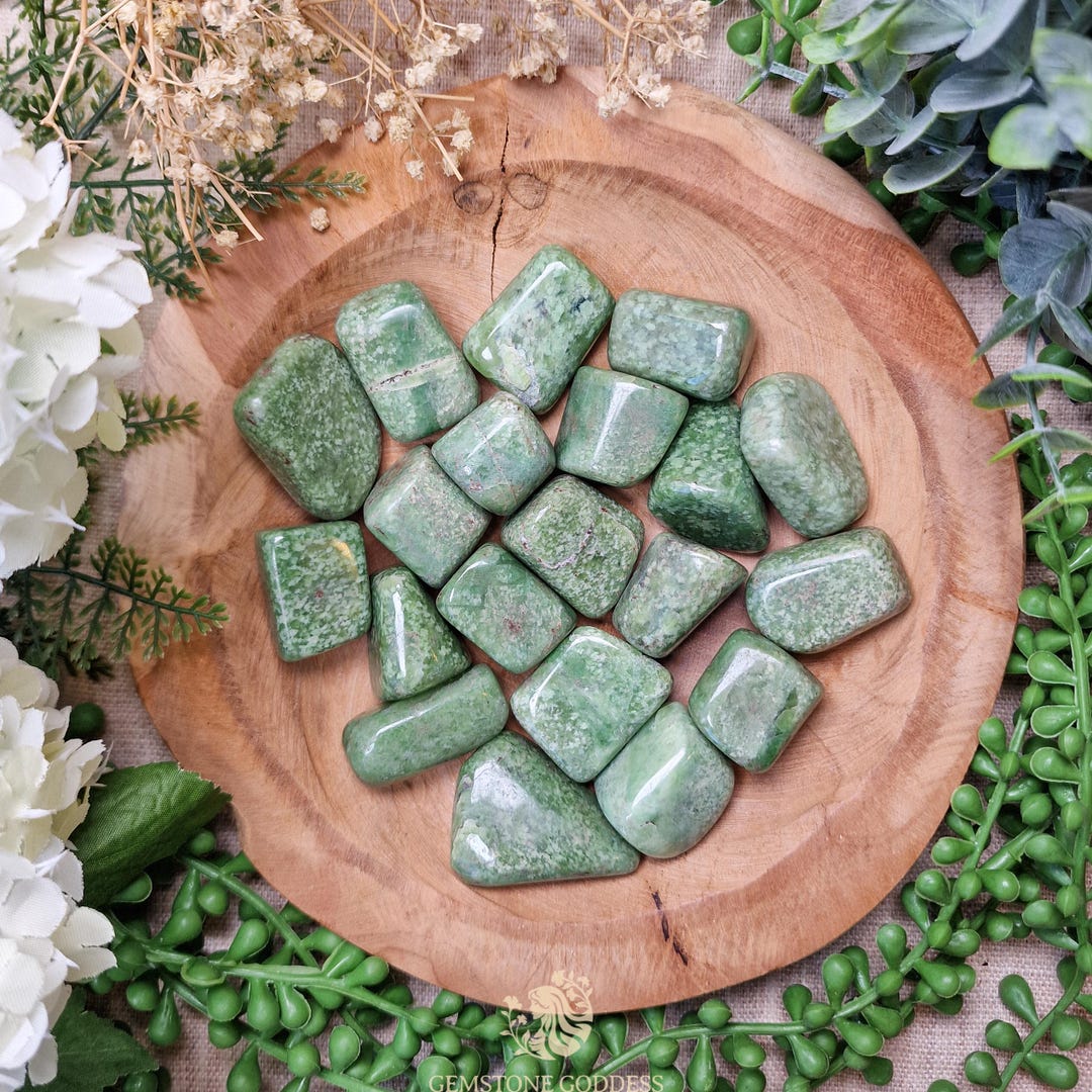 Hydrogrossular Tumbled Stone, Crystal Gemstone Polished Natural High ...