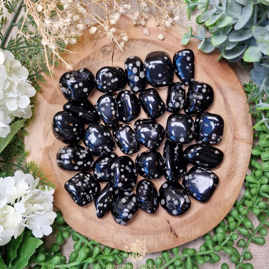 Snowflake Apache Tears Tumbled Stone, Crystal Gemstone Polished Natural ...