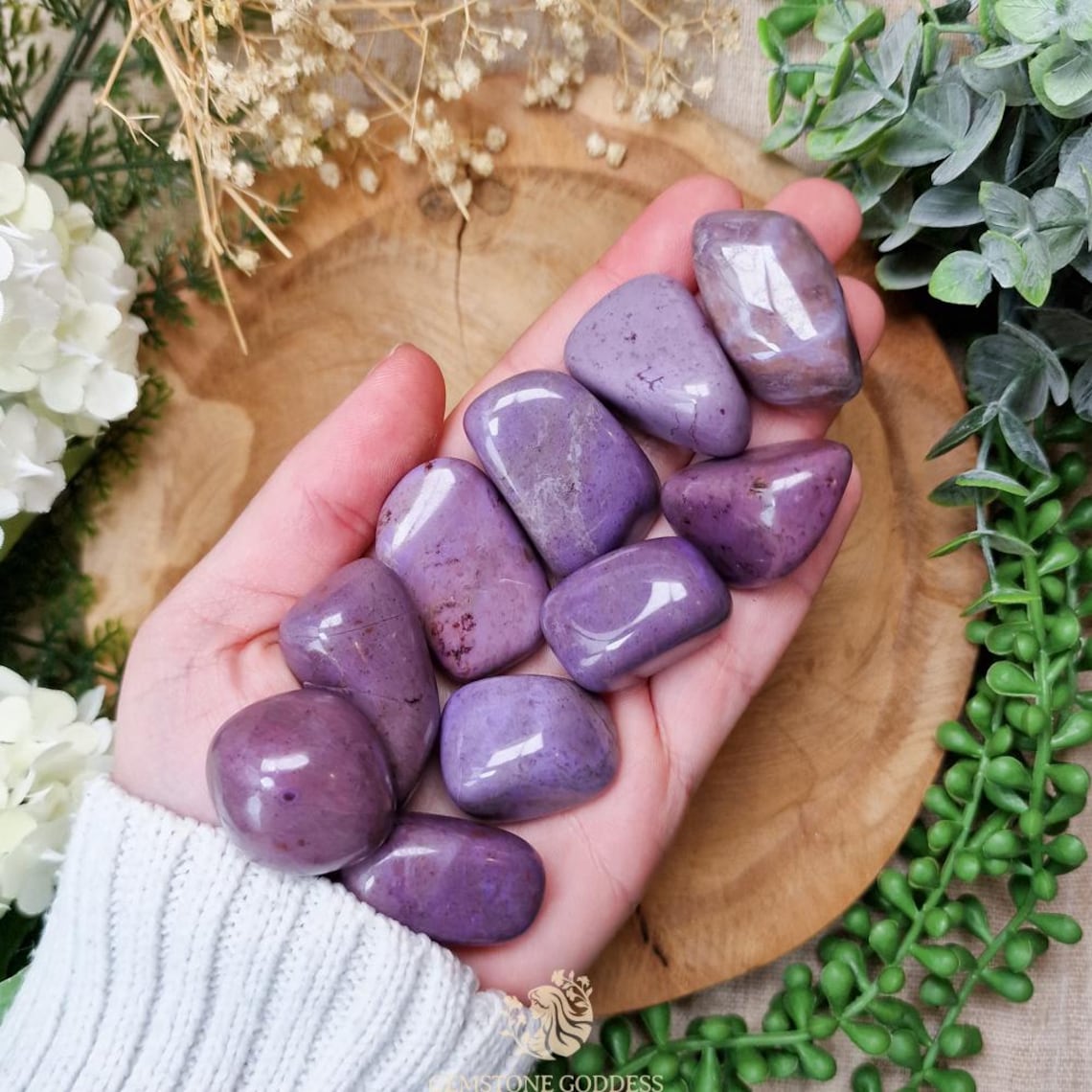 Lavender Jade Tumbled Stone, Crystal Gemstone Polished Natural High ...