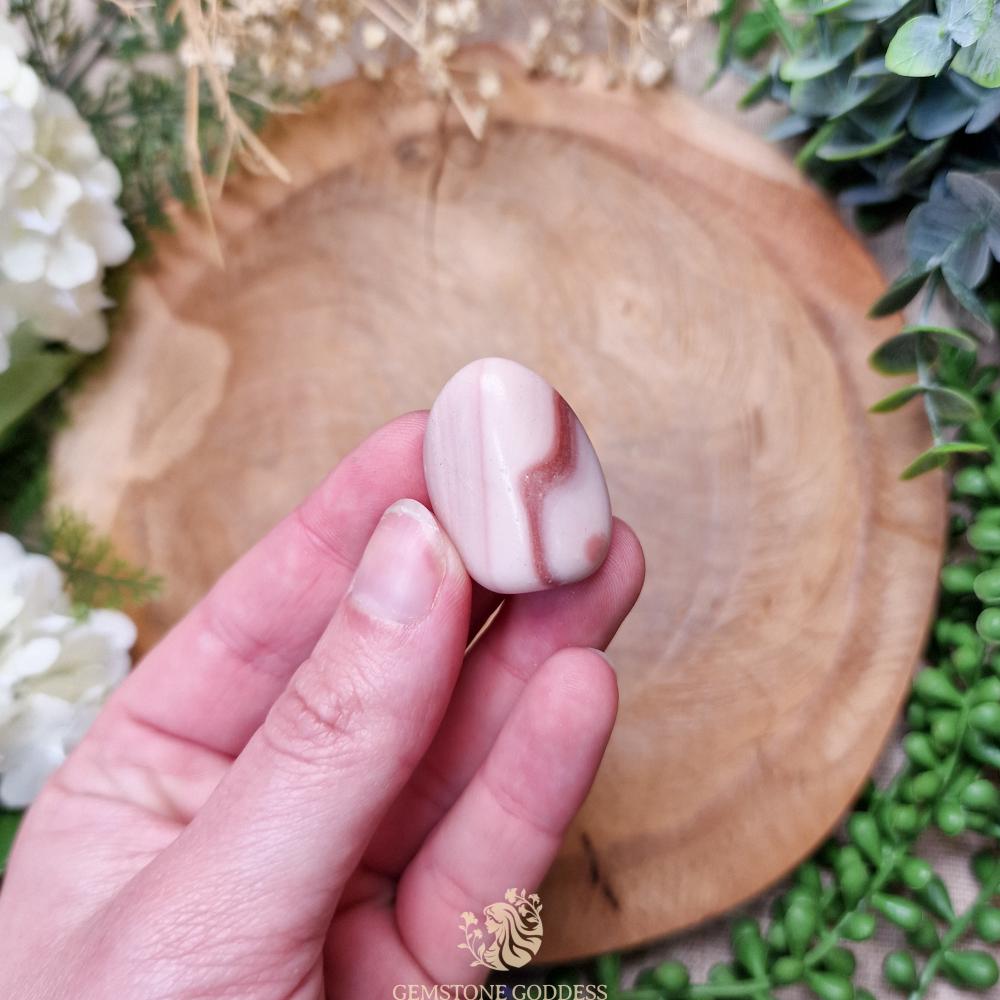 Pink Banded Calcite Tumbled Stone, Crystal Gemstone Polished Natural ...
