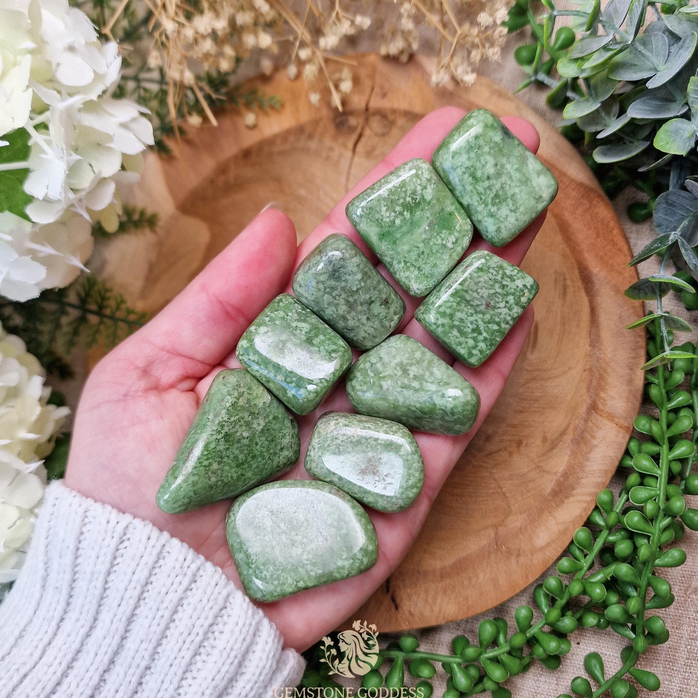Hydrogrossular Tumbled Stone, Crystal Gemstone Polished Natural High ...