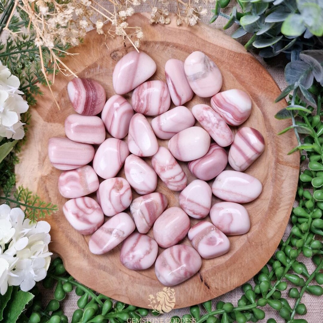 Pink Banded Calcite Tumbled Stone, Crystal Gemstone Polished Natural ...