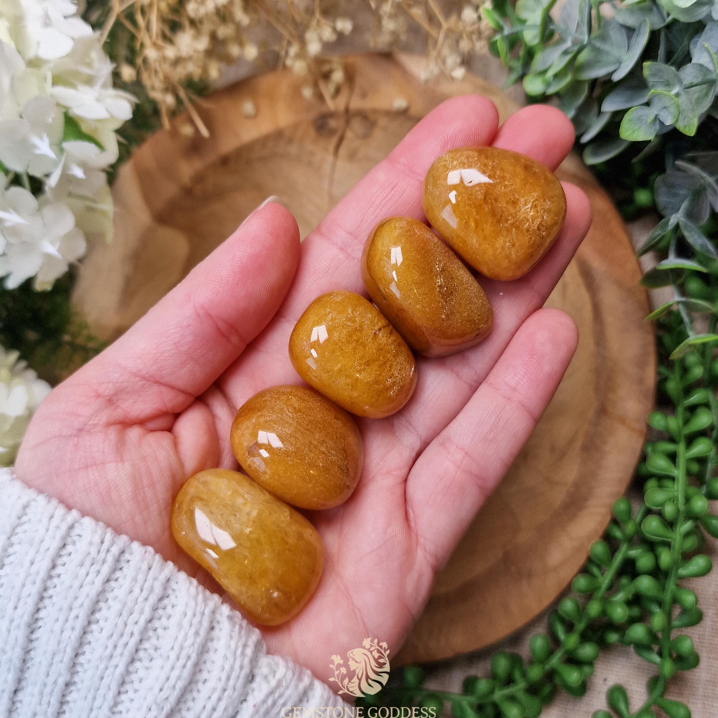 Golden Beryl Tumbled Stone, Crystal Gemstone Polished Natural High ...