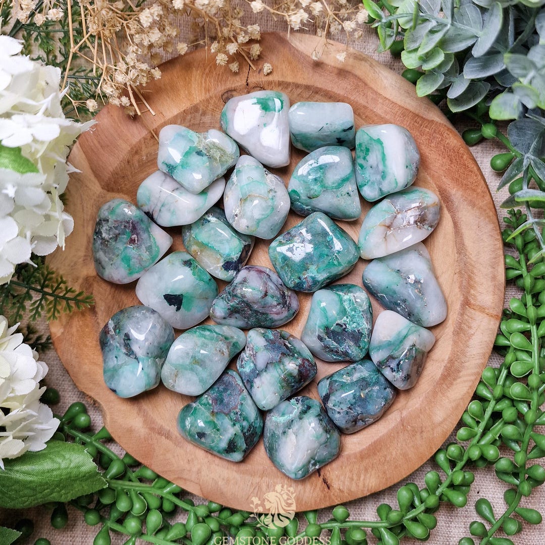 Dioptase Quartz Tumbled Stone, Crystal Gemstone Polished Natural High ...
