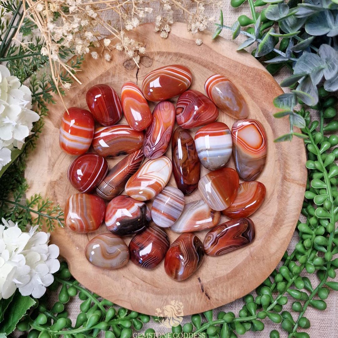 Red Banded Agate Tumbled Stone, Crystal Gemstone Polished Natural High ...
