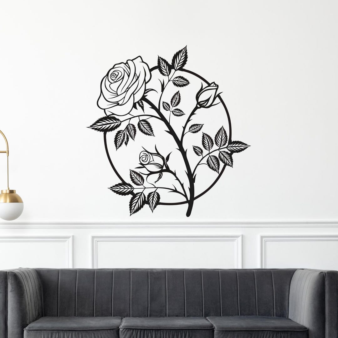 DIY Rose Wall Art Laser Cut – Oval Frame Rose Design (dxf, Dwg, Svg ...