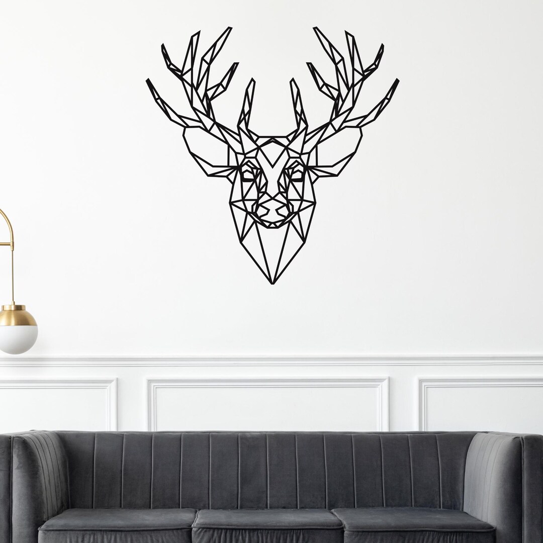 Geometric Deer Head DXF, Low Poly Stag Wall Art, Buck Silhouette Vector ...