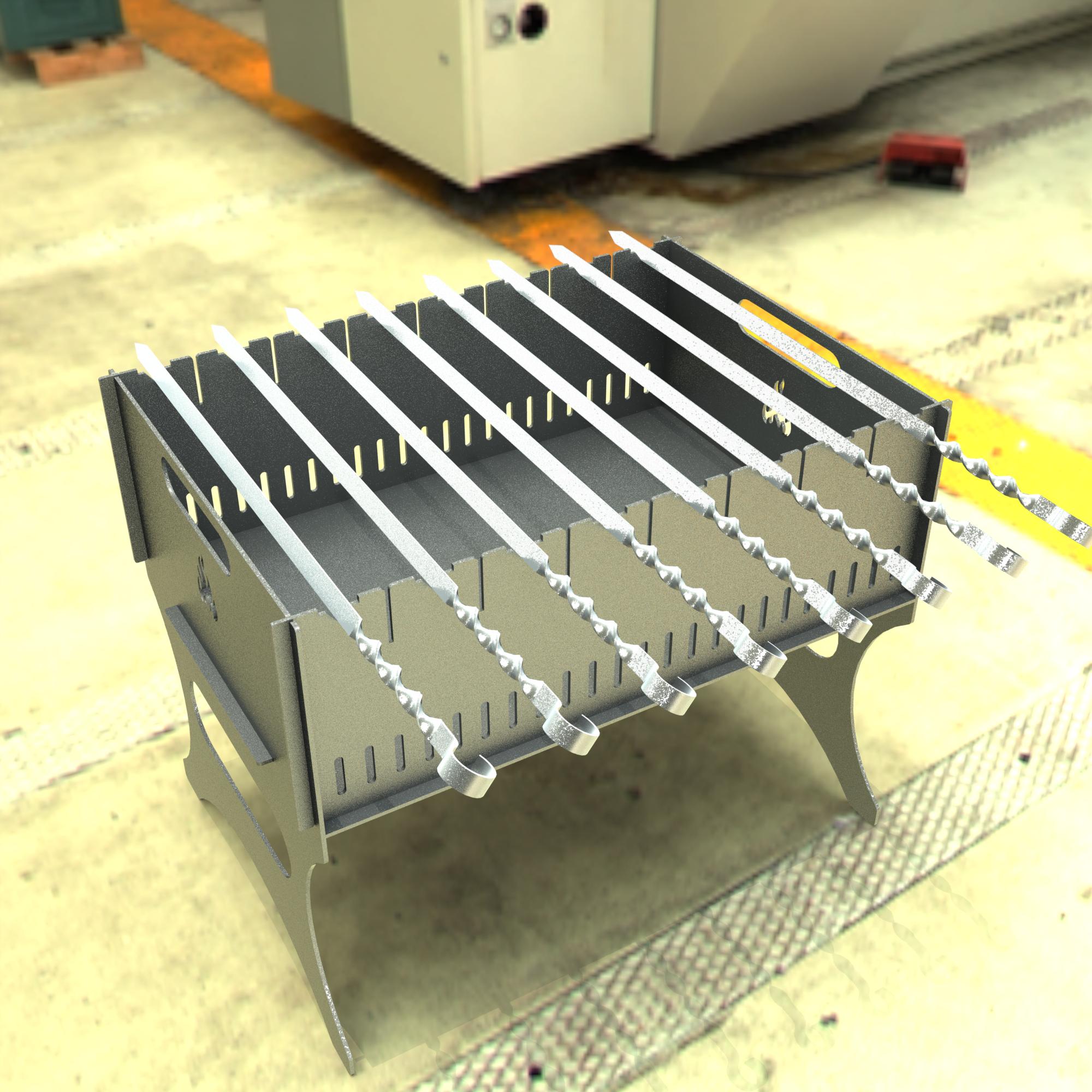 CNC Ready DXF Files: High-demand Collapsible BBQ Grill & Fire Pit - 3mm ...