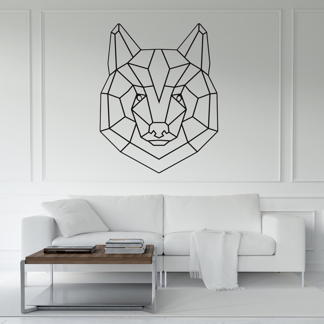 Geometric Wolf Head DXF, Low Poly Animal Wall Art, Wolf Silhouette ...