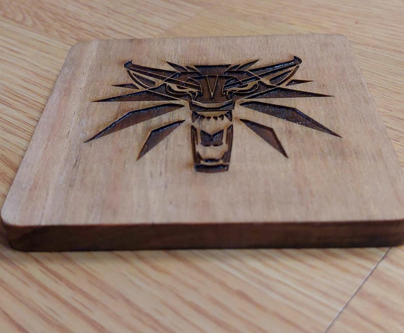 Witcher Fan Art Wooden Drinks Coaster Witcher Medallion - Etsy