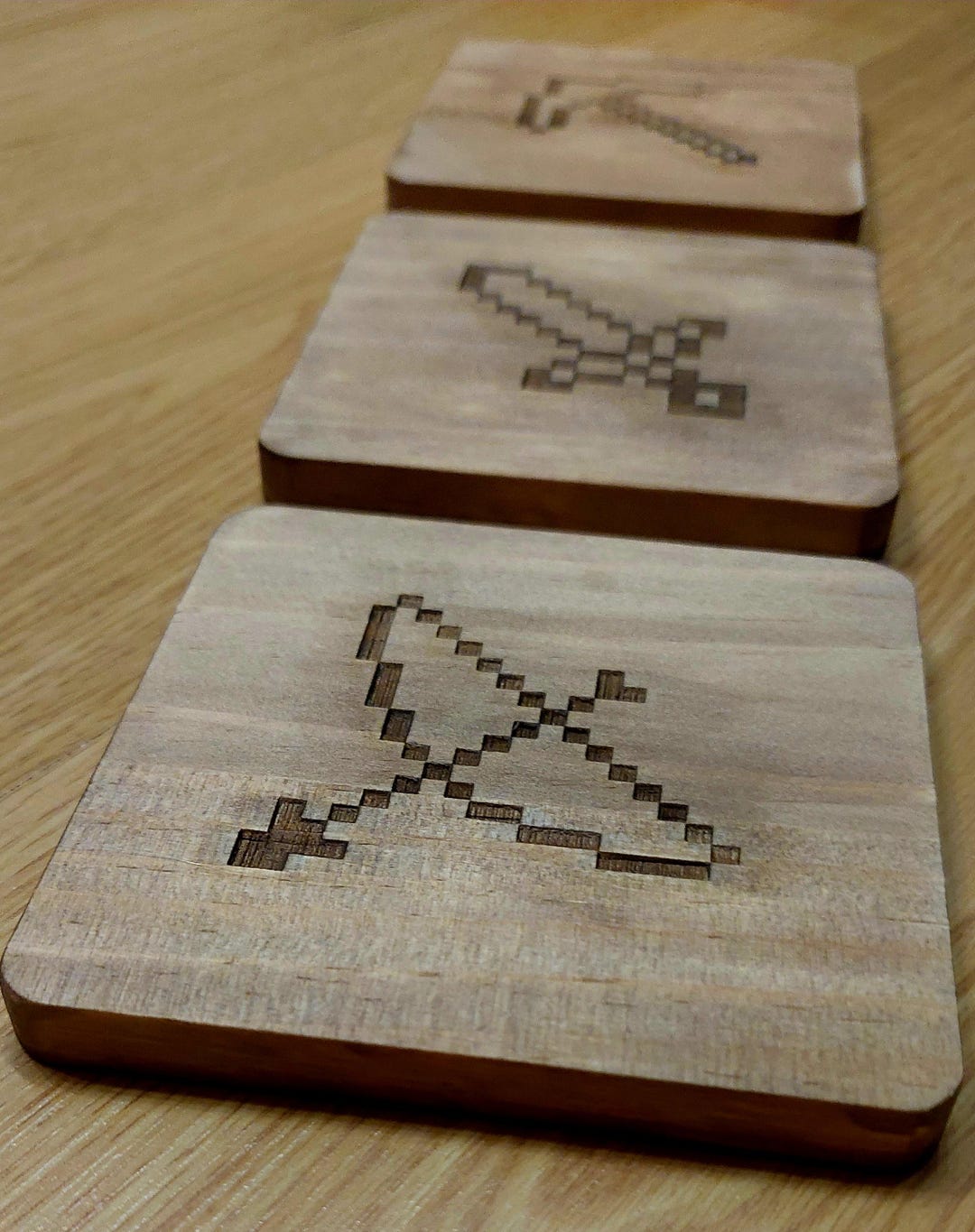 Minecraft Weapons Fan Art Wooden Drinks Coaster Set - Etsy