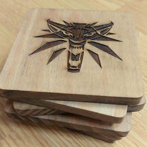 Witcher Fan Art Wooden Drinks Coaster Witcher Medallion - Etsy