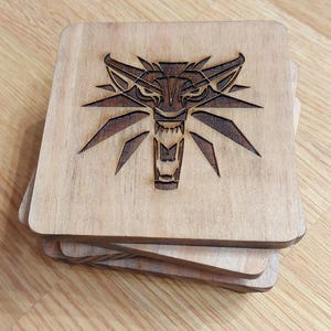 Witcher Fan Art Wooden Drinks Coaster Witcher Medallion - Etsy