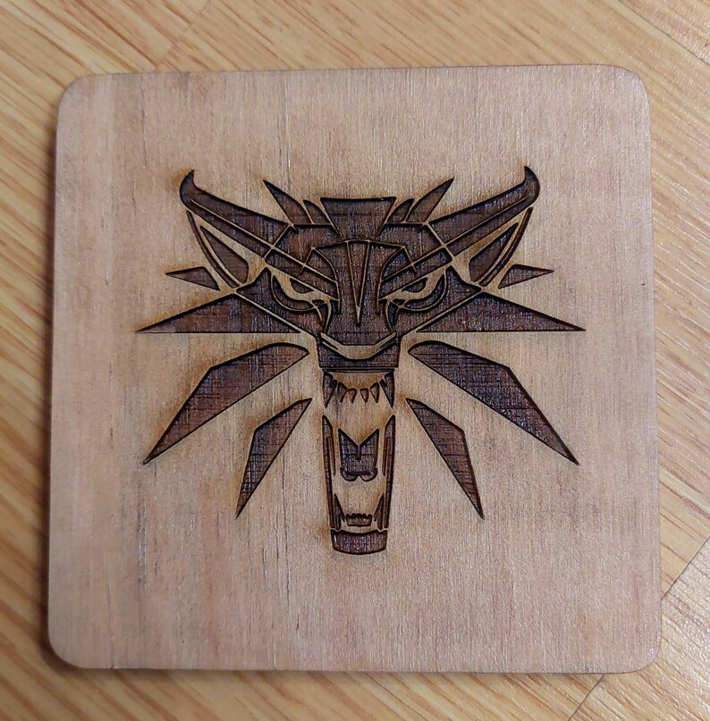 Witcher Fan Art Wooden Drinks Coaster Witcher Medallion - Etsy