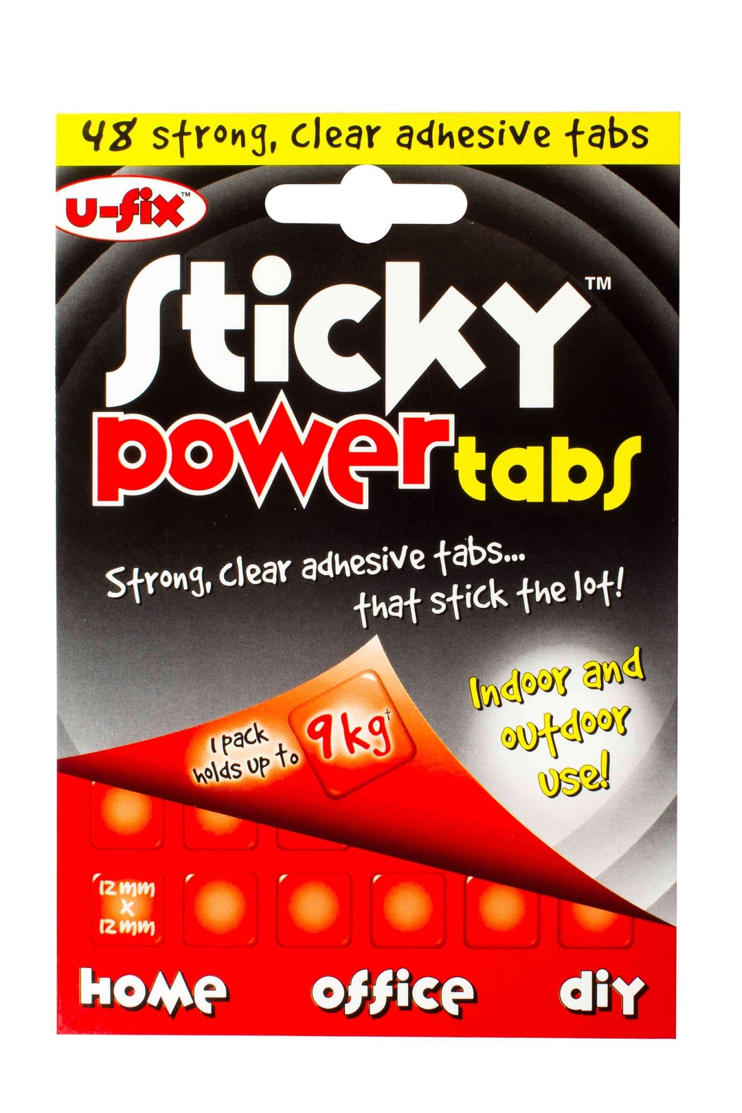4 X U-fix Sticky Power Tabs Double Sided Strong Adhesive Glue Squares ...