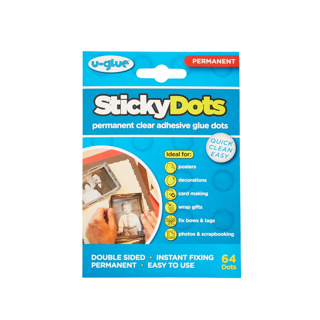 4 X U-adhesive Sticky Dots Permanent Extra Strength Adhesive Pack of 64 ...