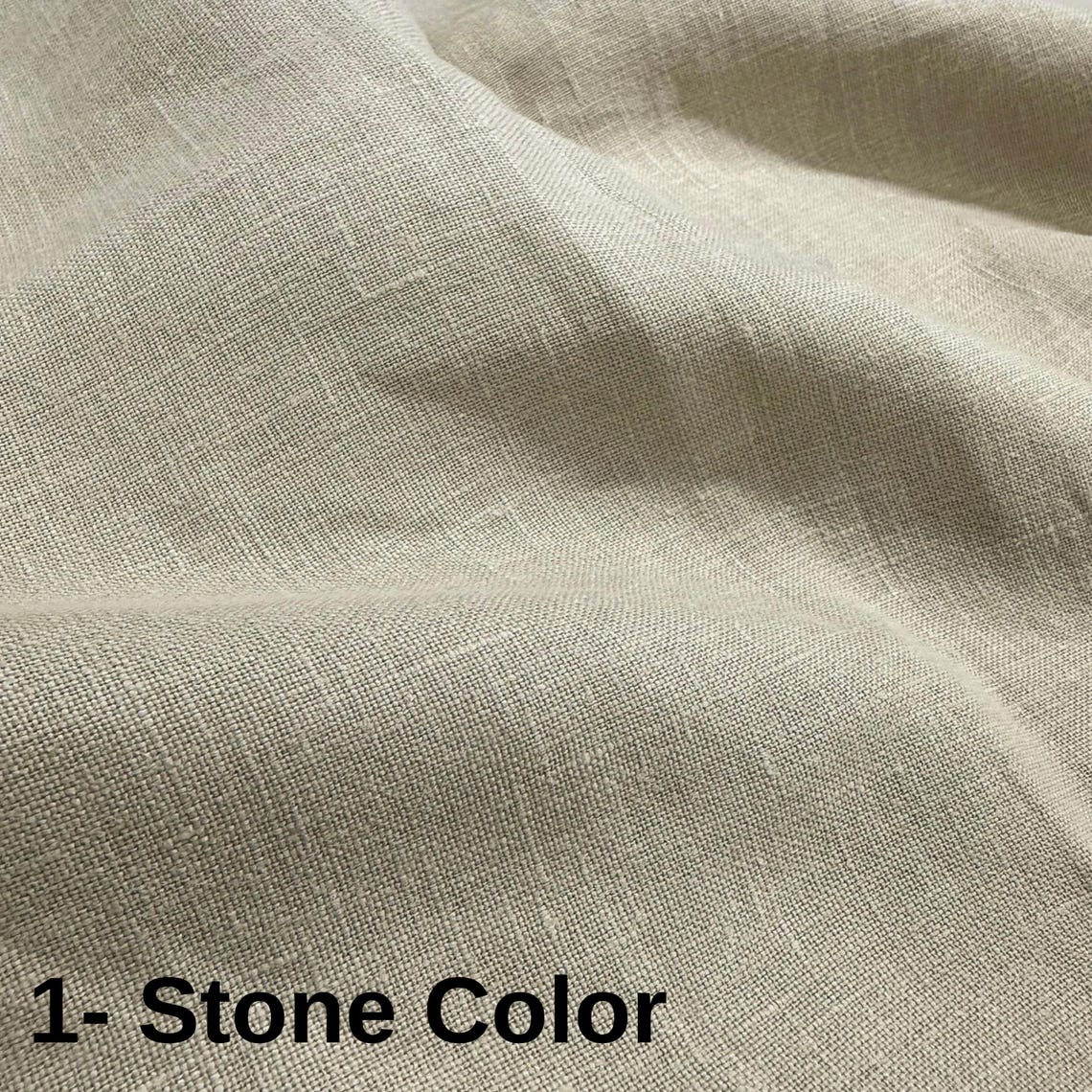 Washed Pure Linen by the Yard Meter, Stone Linen Fabric Color, Beige ...