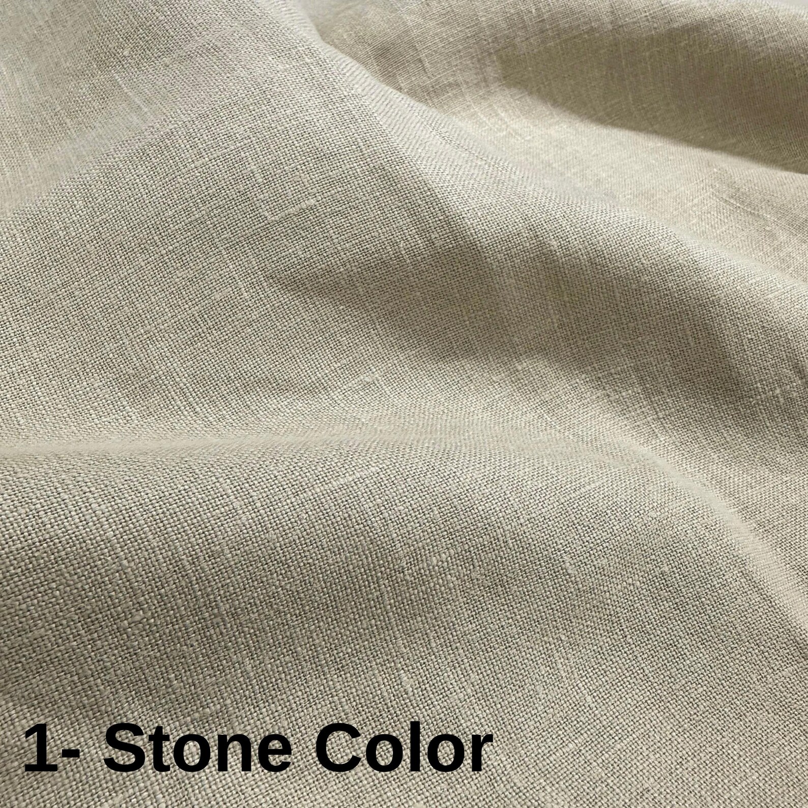 Washed Pure Linen by the Yard Meter, Stone Linen Fabric Color, Beige ...
