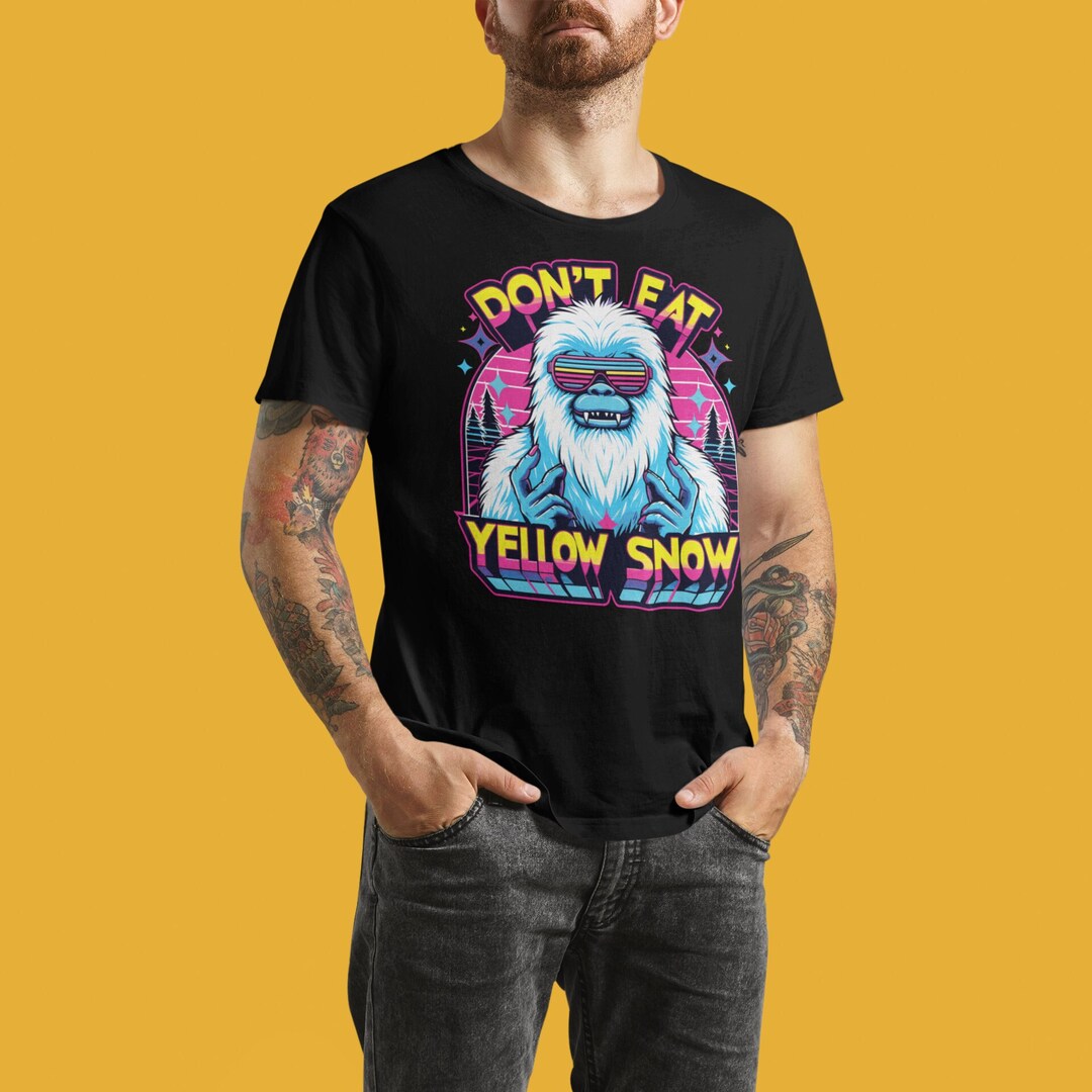 Funny Retro Neon Colors Yeti T-shirt Men Vintage 90s Party - Etsy