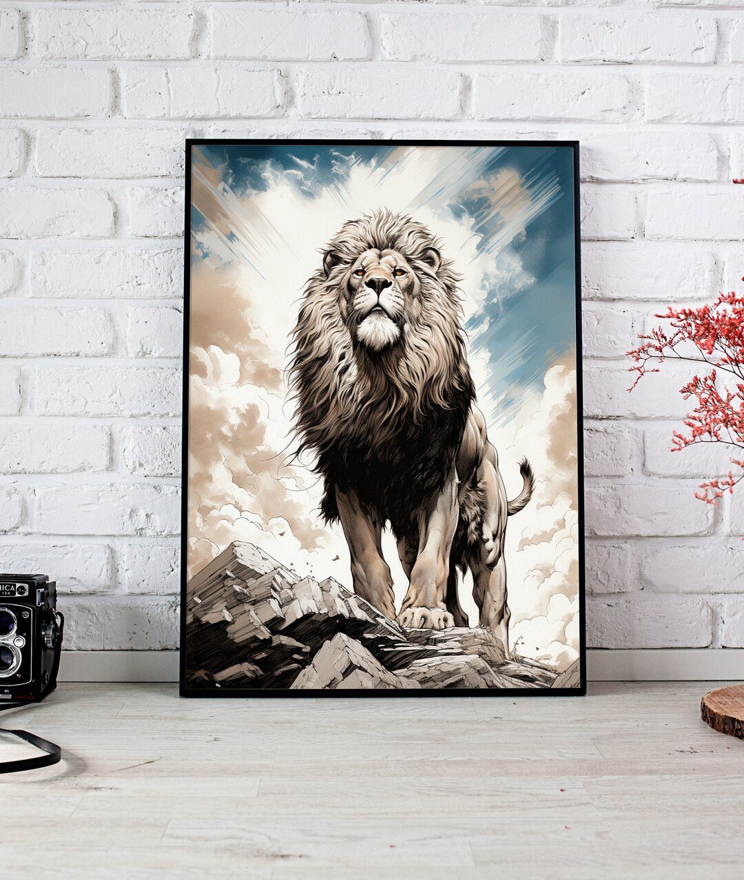 Lion King of Savannah, Animal Digital Art, Comic-book Style Lion ...