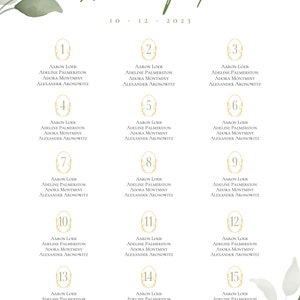 Elegant Greenery Wedding Seating Chart: Customizable Table Assignment ...