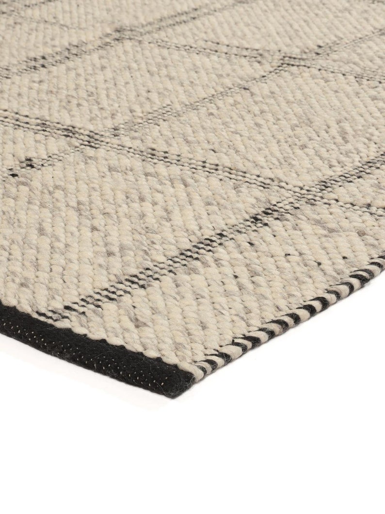 Hand Knitted Chunky Lulea Light Beige Wool Rug Textured Rug Wool Kilim ...