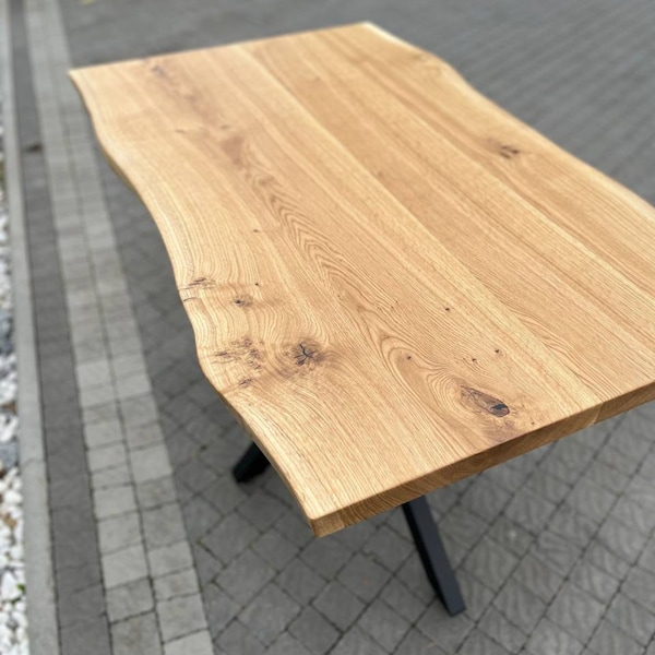 Living Edge Oak Dining Table - Etsy