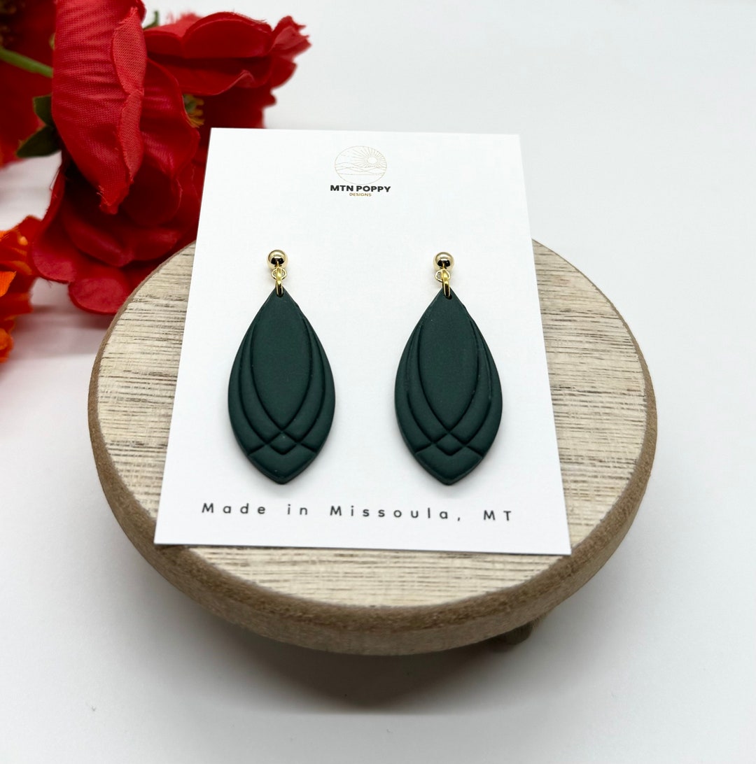 Deep Green Embossed Tear Drop - Etsy
