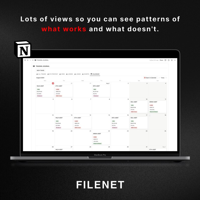 Ultimate Trading Journal, Notion Template, Crypto Stock Futures ...