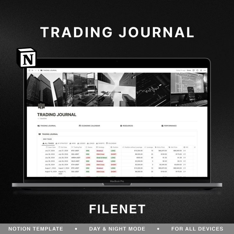 Ultimate Trading Journal, Notion Template, Crypto Stock Futures ...