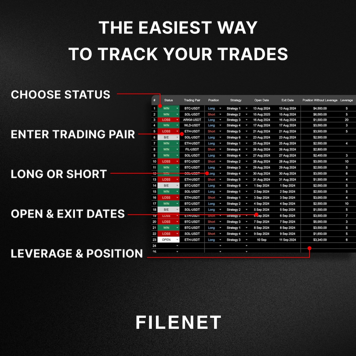 Google Sheets Trading Journal, Dark Mode Spreadsheet Trading, Crypto ...
