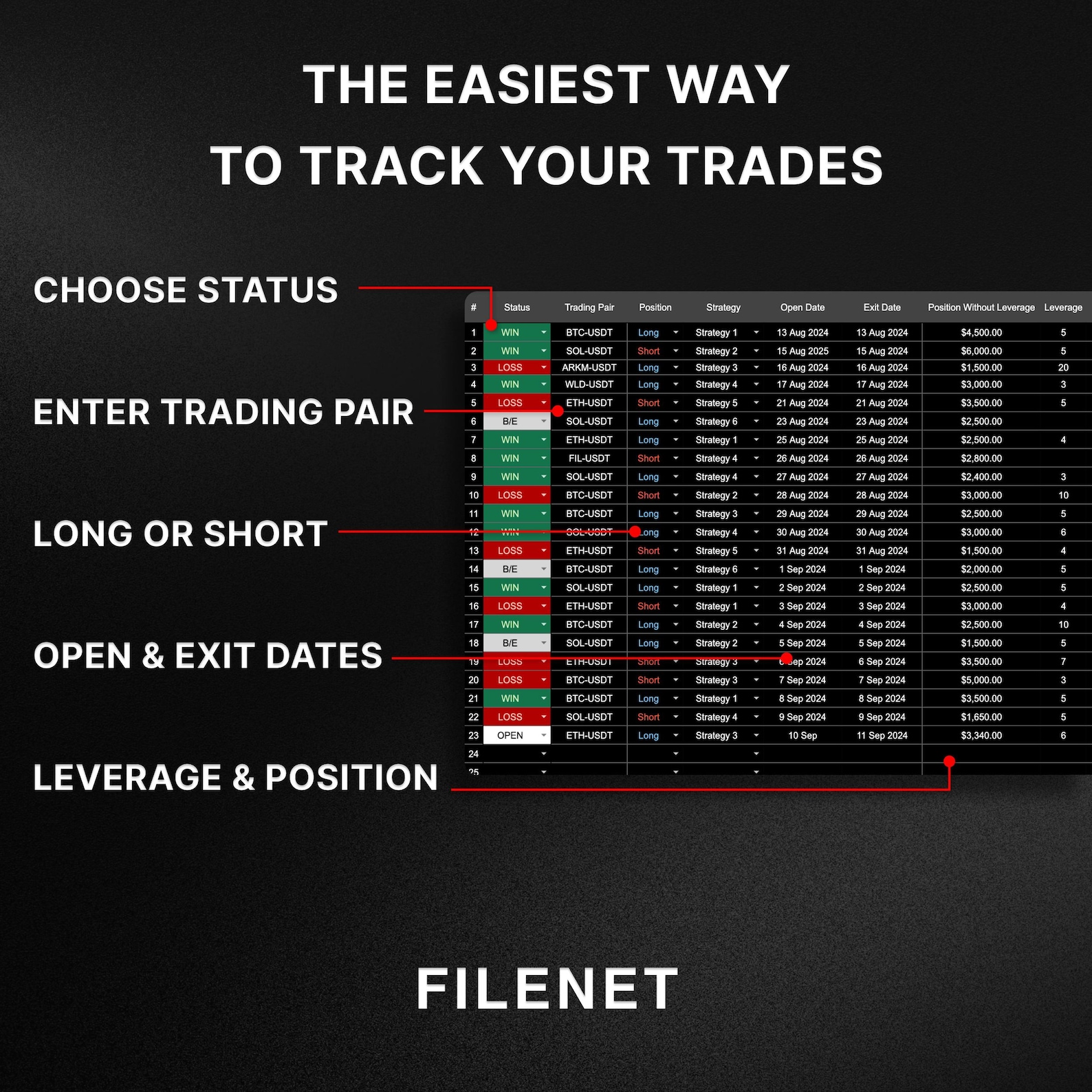 Google Sheets Trading Journal, Dark Mode Spreadsheet Trading, Crypto ...