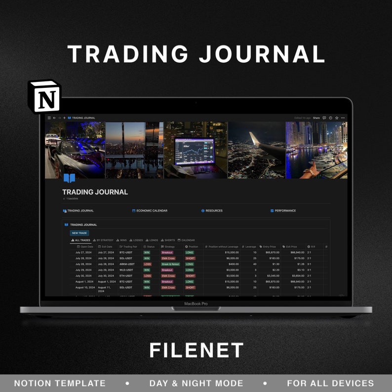 Ultimate Trading Journal, Notion Template, Crypto Stock Futures Perpetuals Options Forex BTC ...