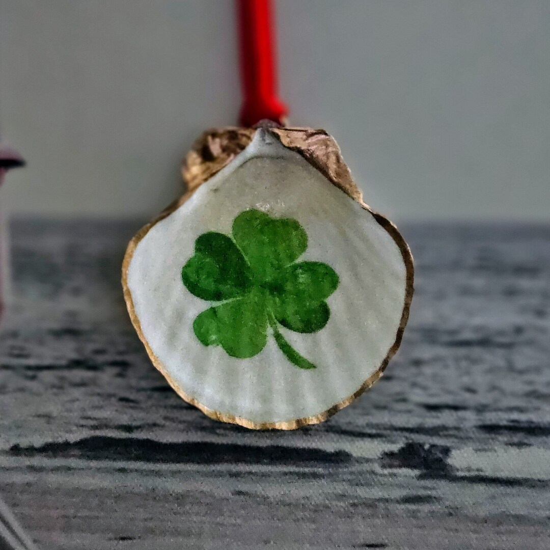 Shamrock Decoupage Scallop Shell Ornament - Etsy