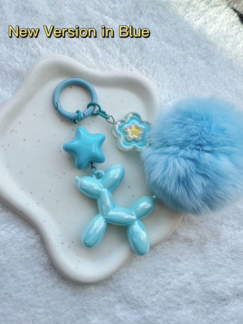 Adorable Balloon Pup Fluff Keychain Trendy and Fun Bag Charm - Etsy