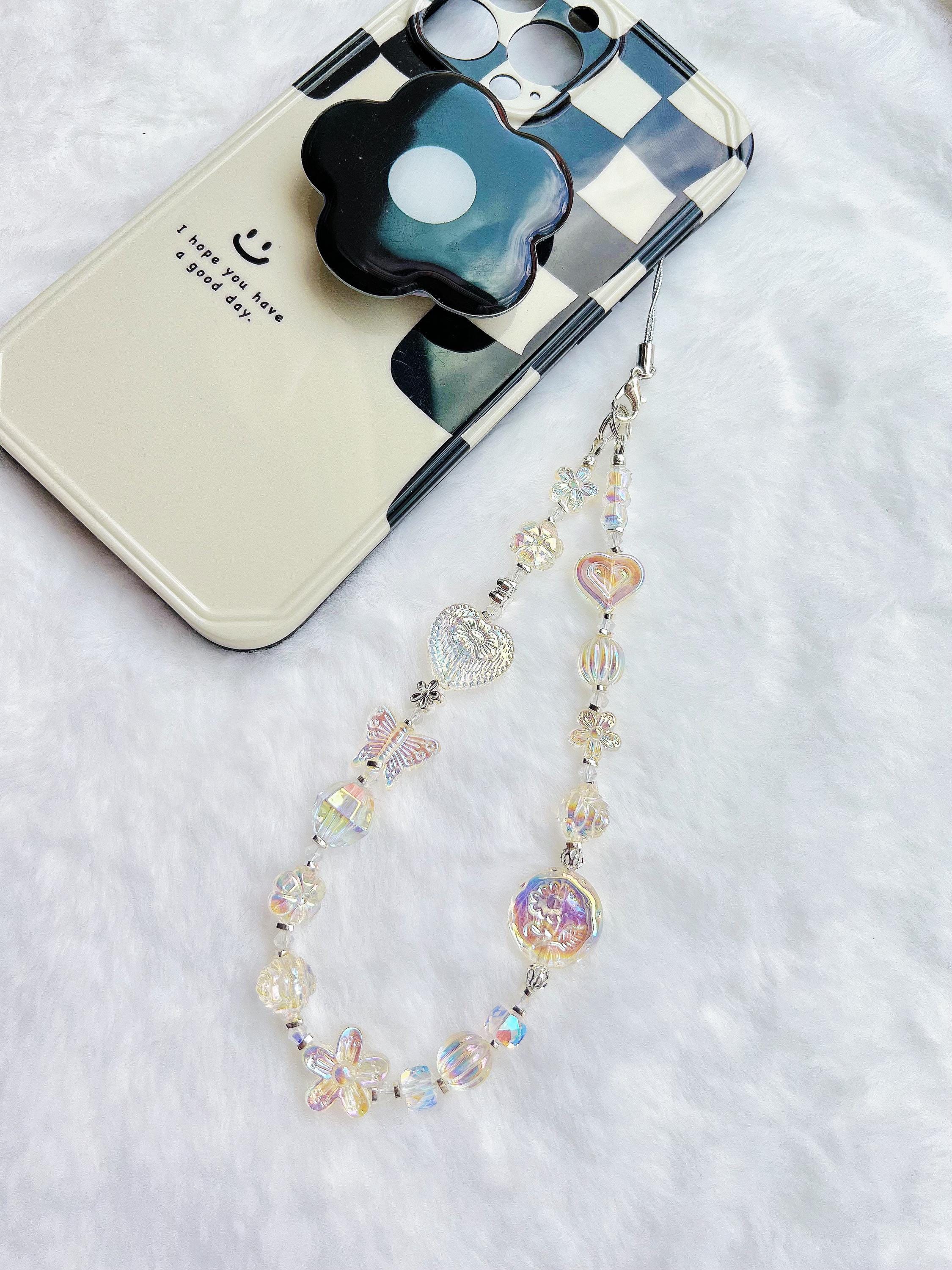 Champagne Crystal Beaded Phone Charm: Vintage Raindrop Wristlet - Etsy