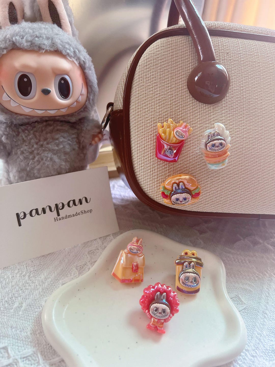 Labubu Fast Food Pin Set – süße Cartoon Burger Fries Soda Broschen ...
