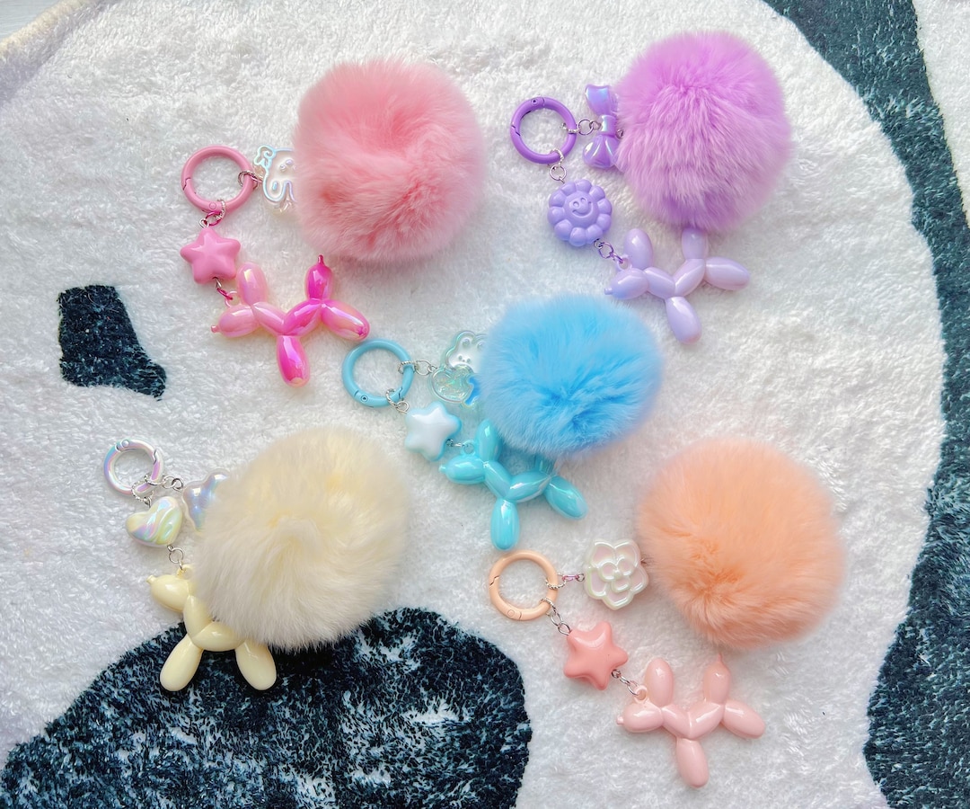 Adorable Balloon Pup Fluff Keychain - Trendy and Fun Bag Charm - Etsy